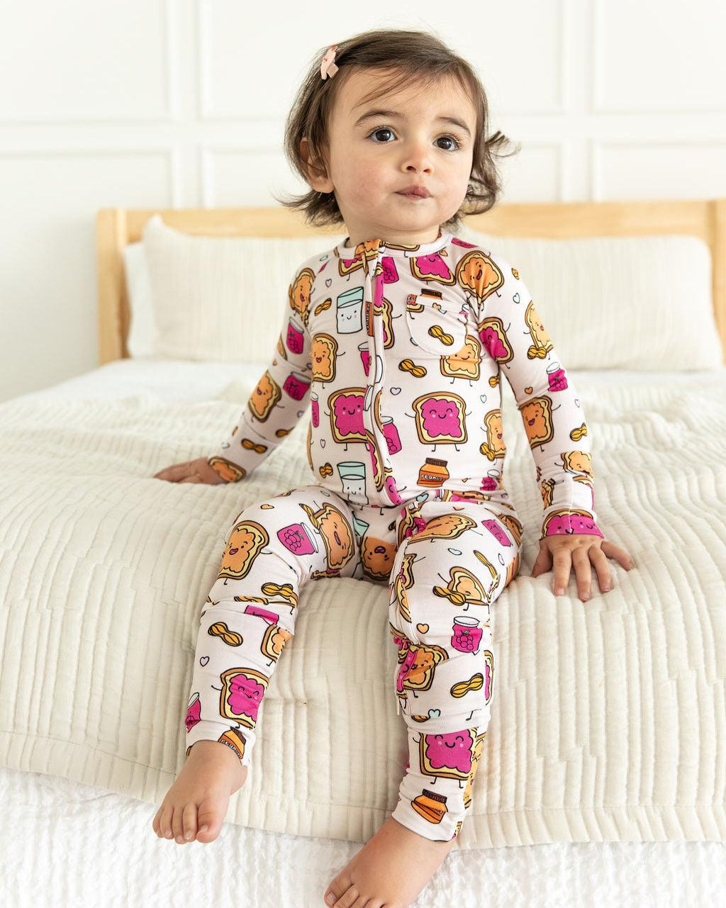 Peanut Butter Jelly Zip Romper Bamboo Pajamas - PB & Grape